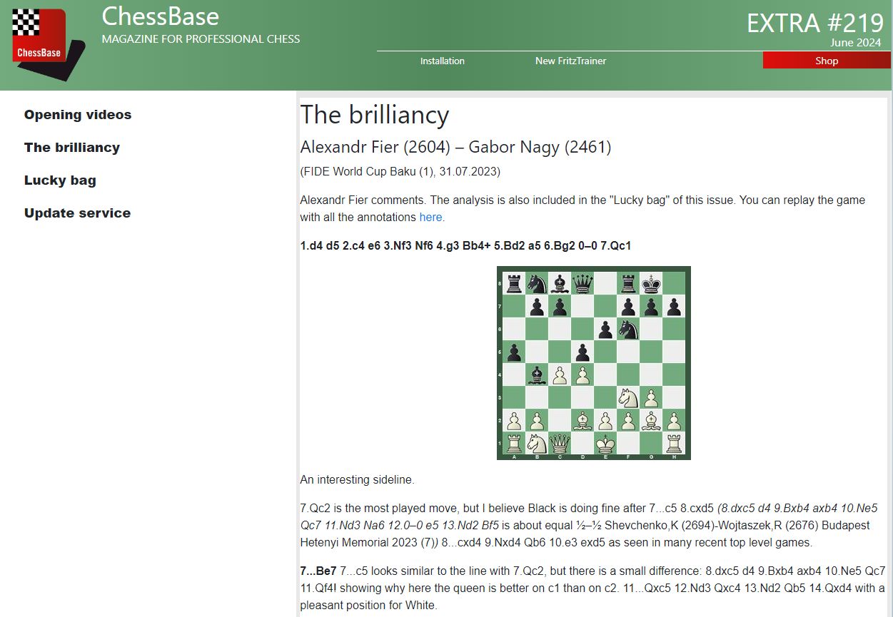 New: CBM Extra #219 | ChessBase